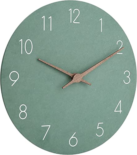 Wall Clock 12 Inch Large Wall Clocks Battery Operated Rustic Wooden Modern Silent Wall Clock Round Easy to Read Non Ticking Analog Clock for Bedroom Living Room Office Kitchen Bathroom Home Deoor