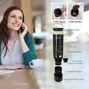 Gadgelux Portable Espresso Machine, Upgraded V2, 20 Bar, Compatible with NS Capsule & Ground Coffee, Rechargeable Car Coffee Maker, Self-Heating, Travel Coffee Maker, Camping, Hiking, Coffee Gifts