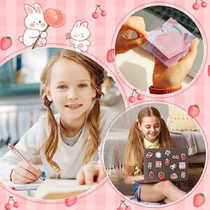 497 Pcs Kawaii School Supplies Cute Pens Retractable Black Ink Kawaii Bunny Index Sticker Cute Pink Sticky Notes Strawberry Stickers Cute School Stationery Set Supplies for Girls Kids