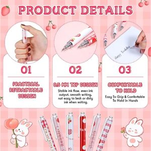 497 Pcs Kawaii School Supplies Cute Pens Retractable Black Ink Kawaii Bunny Index Sticker Cute Pink Sticky Notes Strawberry Stickers Cute School Stationery Set Supplies for Girls Kids