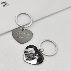 SEKECHIKU Personalized Photo Keychain -Picture Keychain Customized - Laser Etched Design - Unique Customized Gift for Boyfriend Girlfriend