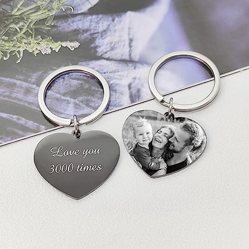 SEKECHIKU Personalized Photo Keychain -Picture Keychain Customized - Laser Etched Design - Unique Customized Gift for Boyfriend Girlfriend