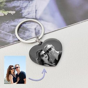 SEKECHIKU Personalized Photo Keychain -Picture Keychain Customized - Laser Etched Design - Unique Customized Gift for Boyfriend Girlfriend