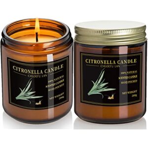 chloefu lan citronella candles outdoor & indoor 100% soy wax jar candles 45 hours burning decorative candles for garden camping patio,summer candles，highly scented, 7.1 oz, 2 pack