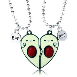 2-3pcs cute magnetic half broken heart koala panda engraved bff pendant best friend necklace for women girl men boy lovely love heart necklace friendship couple forever jewelry-avocado