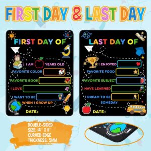 First & Last Day of School Board Sign, 14x11 Inch Back to School Chalkboard Sign Reusable - 1st and Last Day of Kindergarten Grade Preschool Sign, Double-Sided Back to School Supplies for Kids