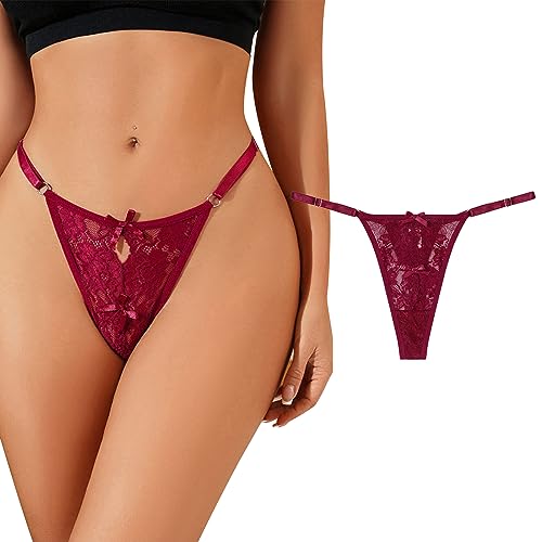 Banamic Women G-String Thongs Panties T Back Low Waist Seamless underwear sexy Wine Red