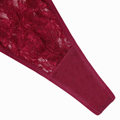 Banamic Women G-String Thongs Panties T Back Low Waist Seamless underwear sexy Wine Red