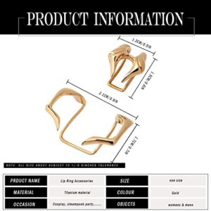 L'VOW Cyber-punk Liquid Fake Lip Ring for Women Men Party Hollow Copper Lip Cuff Body Jewelry Cyborg Accessories(Gold)