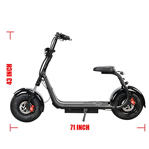 eHoodax 3000w Fat tire Electric Scooter with 2 Seats，Adults Citycoco Scooters Up to 32 Mph & 60V 20Ah Lithium Removable Battery with Alarm Anti-Theft Device US Charger (20AH)