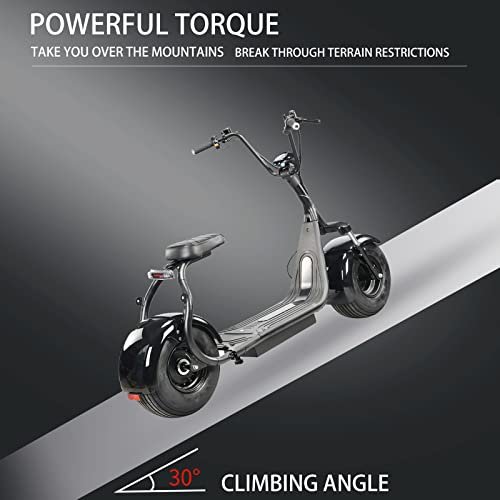 eHoodax 3000w Fat tire Electric Scooter with 2 Seats，Adults Citycoco Scooters Up to 32 Mph & 60V 20Ah Lithium Removable Battery with Alarm Anti-Theft Device US Charger (20AH)