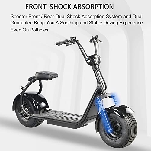 eHoodax 3000w Fat tire Electric Scooter with 2 Seats，Adults Citycoco Scooters Up to 32 Mph & 60V 20Ah Lithium Removable Battery with Alarm Anti-Theft Device US Charger (20AH)