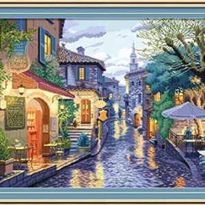 Magxvouy Beginners Cross Stitch Kits Stamped Full Range of Embroidery Kits for Adults DIY Cross Stitches kit Embroidery Patterns for Needlepoint kit- Dusk After rain 15.7x20.9 inch