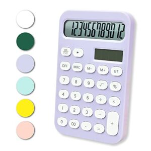 vewingl standard calculator 12 digit,desktop dual power battery and solar,desk calculator with large lcd display for office,school, home & business use,automatic sleep.5.7 * 3.5in (purple) (xt-50)