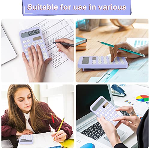 VEWINGL Standard Calculator 12 Digit,Desktop Dual Power Battery and Solar,Desk Calculator with Large LCD Display for Office,School, Home & Business Use,Automatic Sleep.5.7 * 3.5in (Purple) (XT-50)