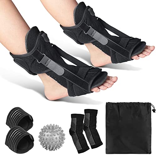 Vsehipl Plantar Fasciitis Night Splint,2 Pack 2023 NEW Upgraded Night Splint Adjustable Elastic Dorsal for Women & Men,Plantar Fasciitis Relief Brace for Achilles Tendonitis and Foot Drops