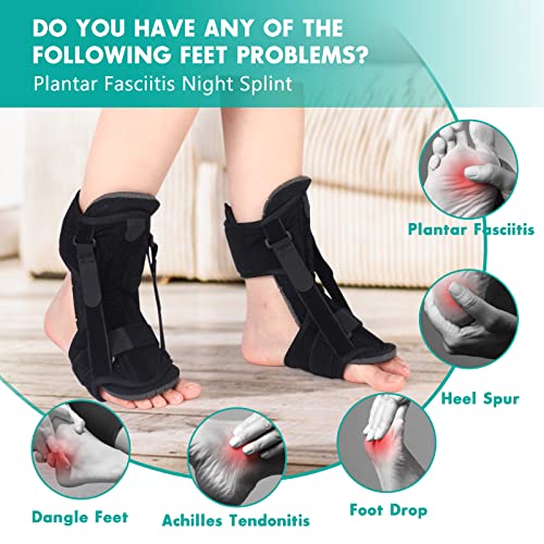 Vsehipl Plantar Fasciitis Night Splint,2 Pack 2023 NEW Upgraded Night Splint Adjustable Elastic Dorsal for Women & Men,Plantar Fasciitis Relief Brace for Achilles Tendonitis and Foot Drops