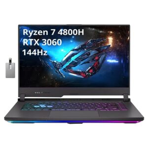 asus rog strix g15 gaming laptop, 15.6" fhd 144hz display, amd ryzen 7-4800h, 64gb ram, 2tb pcie ssd, rgb backlit keyboard, geforce rtx 3060 6g, wi-fi 6, win 11 pro, gray, 32gb usb card