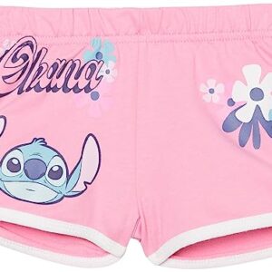 Disney Girls Lilo Stitch French Terry - 4-16 Tee & Short Set, Pink, 7-8 US