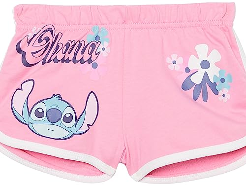 Disney Girls Lilo Stitch French Terry - 4-16 Tee & Short Set, Pink, 7-8 US