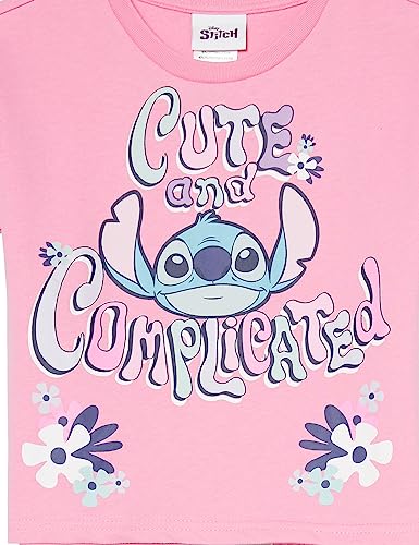 Disney Girls Lilo Stitch French Terry - 4-16 Tee & Short Set, Pink, 7-8 US