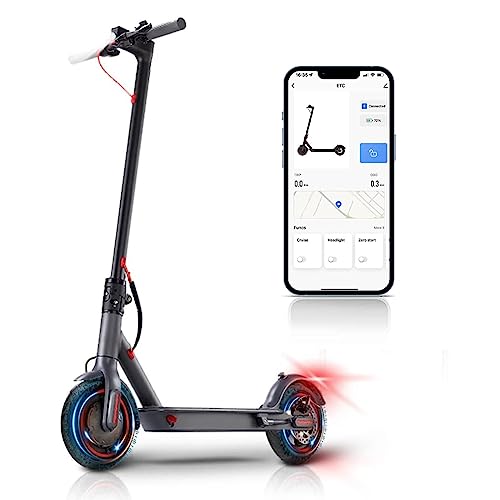 CUNFON Electric Scooter, 8.5" Solid Tires Electric Scooter for Adults, 350W Motor, Up to 19 Miles Long-Range, Portable Folding Commuting Scooter for Adults, UL Safety Certified and App