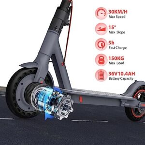 CUNFON Electric Scooter, 8.5" Solid Tires Electric Scooter for Adults, 350W Motor, Up to 19 Miles Long-Range, Portable Folding Commuting Scooter for Adults, UL Safety Certified and App