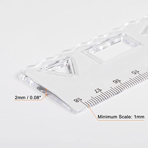 HARFINGTON 5pcs Straight Plastic Ruler 18cm Metric Plastic Clear Measuring Tool Hollow Design with Wavy Line for Classrooms Home Office, Transparent