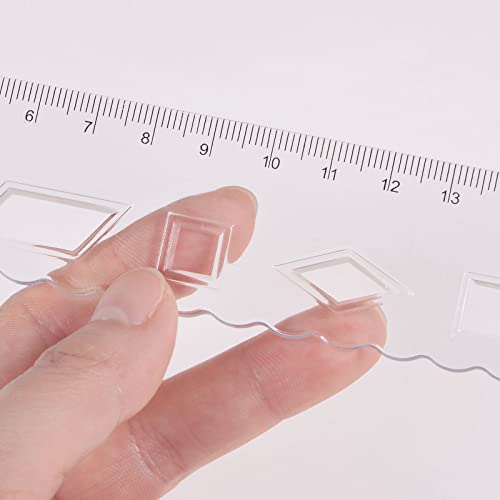 HARFINGTON 5pcs Straight Plastic Ruler 18cm Metric Plastic Clear Measuring Tool Hollow Design with Wavy Line for Classrooms Home Office, Transparent