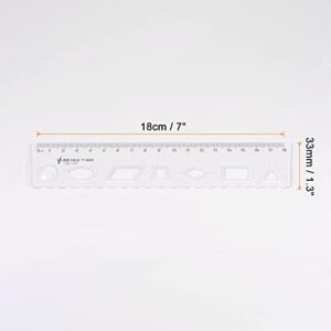 HARFINGTON 5pcs Straight Plastic Ruler 18cm Metric Plastic Clear Measuring Tool Hollow Design with Wavy Line for Classrooms Home Office, Transparent