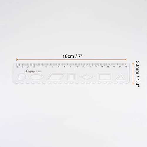 HARFINGTON 5pcs Straight Plastic Ruler 18cm Metric Plastic Clear Measuring Tool Hollow Design with Wavy Line for Classrooms Home Office, Transparent