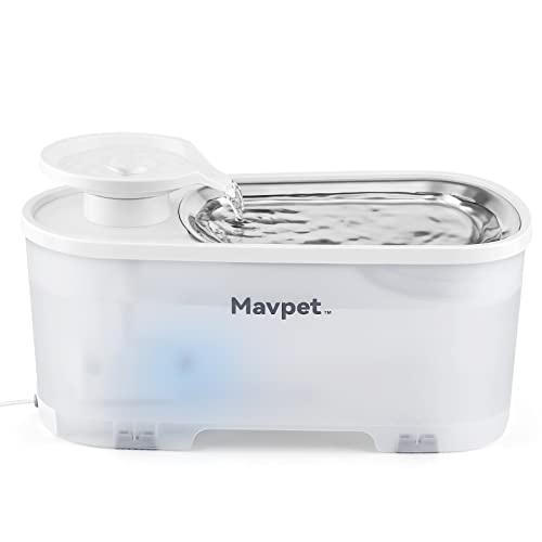 Mavpet Cat Water Fountain with Wireless Pump, 2.5L/84oz Automatic Water Fountain for Cats Inside, Visible Water Level Pet Water Fountain, Ultra Quiet Cat Drinking Fountain with 2 Flilters