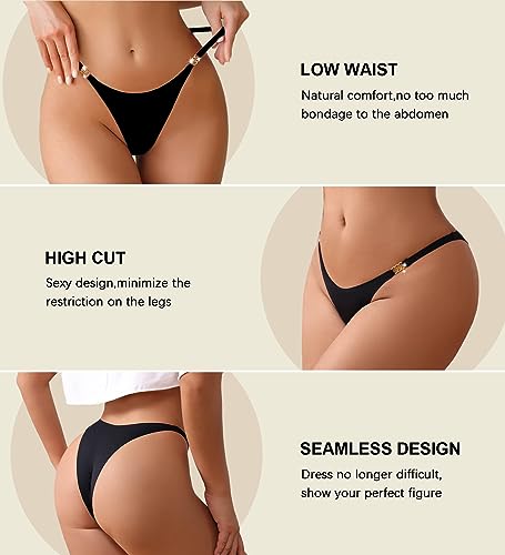 chahoo G-string Thongs for Women Sexy 5 Pack Seamless Women Underwear Breathable Low Rise T-back Tangas Ladies No Show Panties Hipster S-XL