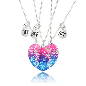 colorful bling 2-3pcs half split heart bff necklace cute avocado cat matching pendant necklace sisters by heart friendship jewelry-3