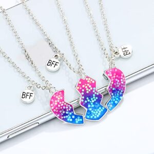 COLORFUL BLING 2-3PCS Half Split Heart BFF Necklace Cute Avocado Cat Matching Pendant Necklace Sisters by Heart Friendship Jewelry-3