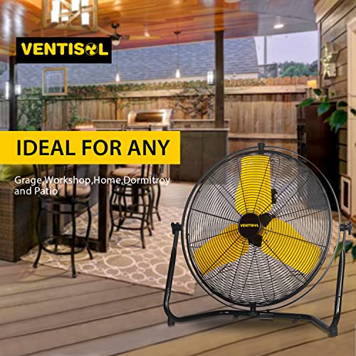 VENTISOL 24 Inch 2-in-1 High Velocity Floor or Wall Mounted Fan 6,937 CFM Orbital Metal Fan with 720° Tilting,3-Speed for Commercial,Residential,Industrial,Factory.Garage,Greenhouse,Basement