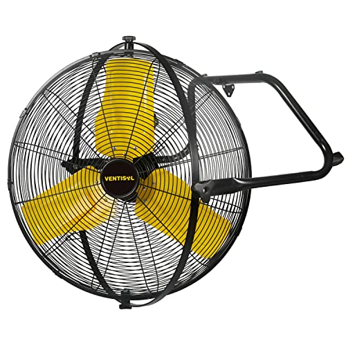 VENTISOL 24 Inch 2-in-1 High Velocity Floor or Wall Mounted Fan 6,937 CFM Orbital Metal Fan with 720° Tilting,3-Speed for Commercial,Residential,Industrial,Factory.Garage,Greenhouse,Basement