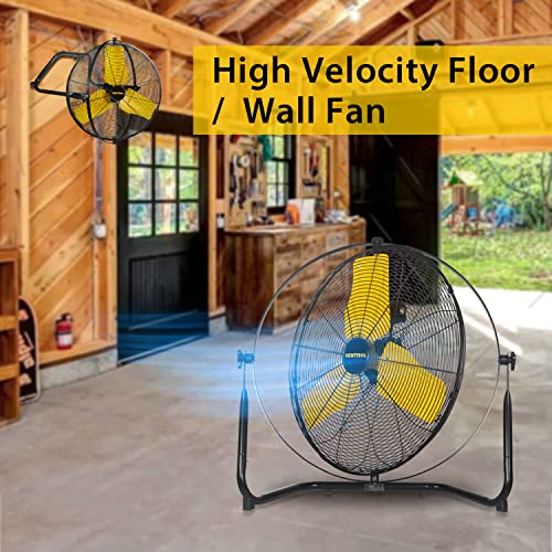 VENTISOL 24 Inch 2-in-1 High Velocity Floor or Wall Mounted Fan 6,937 CFM Orbital Metal Fan with 720° Tilting,3-Speed for Commercial,Residential,Industrial,Factory.Garage,Greenhouse,Basement