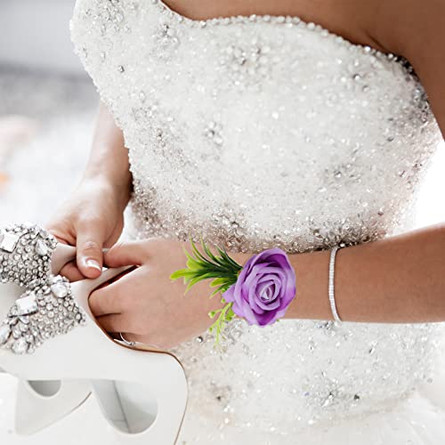 Beavorty Corsage Bracelet Artificial Flower Wrist Corsage Wristlet for Bride Bridesmaid