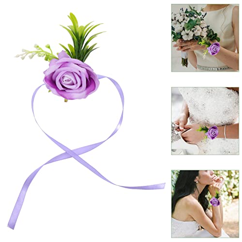 Beavorty Corsage Bracelet Artificial Flower Wrist Corsage Wristlet for Bride Bridesmaid