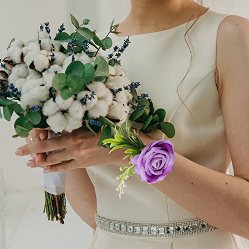 Beavorty Corsage Bracelet Artificial Flower Wrist Corsage Wristlet for Bride Bridesmaid