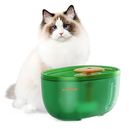 Awpland Avocado Cat Water Fountain, Ultra Quiet Pet Water Fountain with Smart Pump, 67oz/2L Auto Cat Water Bowls for Cats and Small Dogs, Multiple Pets