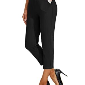 Willit Women's Capri Pants Dress Yoga Pants Work Capri Slacks Stretch Office Pants High Waisted 21" Black 16