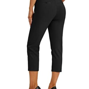 Willit Women's Capri Pants Dress Yoga Pants Work Capri Slacks Stretch Office Pants High Waisted 21" Black 16