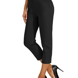 Willit Women's Capri Pants Dress Yoga Pants Work Capri Slacks Stretch Office Pants High Waisted 21" Black 16