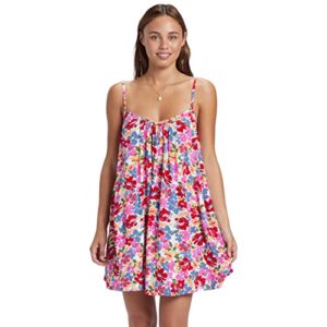 roxy women's standard summer adventures coverup dress, shocking pink bloomin babe 232