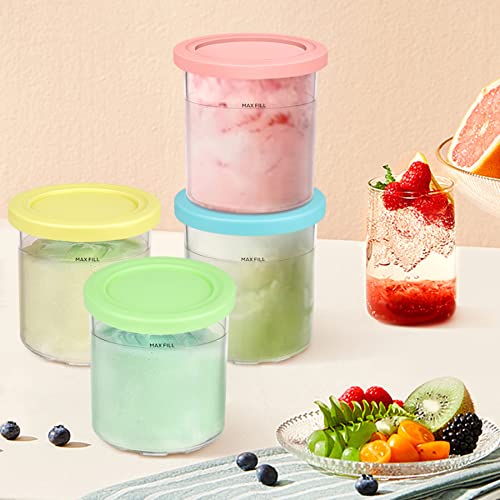 FIRJOY 16 oz. Containers | Extra Replacement Pints and Lids - Compatible with Ninja Creami NC301 NC300 NC299AMZ Series ONLY (4 Pack - Blue, Pink, Green, Yellow)