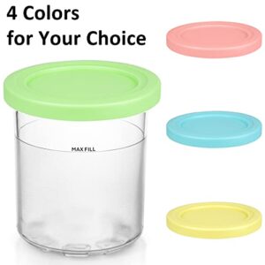 FIRJOY 16 oz. Containers | Extra Replacement Pints and Lids - Compatible with Ninja Creami NC301 NC300 NC299AMZ Series ONLY (4 Pack - Blue, Pink, Green, Yellow)