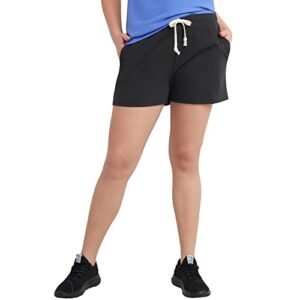 hanes essentials drawstring, cotton women, adjustable shorts, black, 2x large