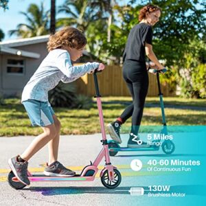 SmooSat PRO Electric Scooter for Kids, Colorful Rainbow Light, LED Display, Adjustable Speed and Height, Foldable, Ages 8 and Up, 2023 Model